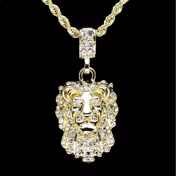 Accessories | 14k Gold Plated Iced Out Lion Head 2 Rope Chain | Poshmark